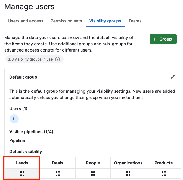 Visibility groups for leads - Knowledge Base | Pipedrive
